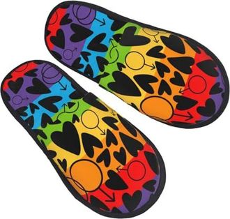 Generic Pantoufles Unisexes Coeur Arc-En-Ciel Maison Chaussures Lavable Antid&eacute;rapantes Pantoufles Pour Invit&eacute;s, Pour Hommes, Mariage, Femmes, L