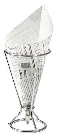 Fackelmann 49345 Support pour Cornet à frites Métal/Papier Argent/Noir/Blanc 25 x 18 x 9 cm