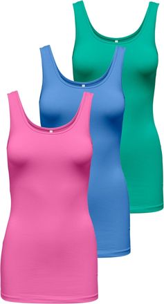 Only Damen Onllive Love Tank TOP 3-Pack, Ultramarine - Super Pink - Marine Green, XS