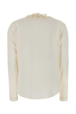Alberta Ferretti Ruffle-Trimmed Crepe Blouse - White