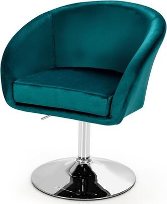Costway Chaise dappoint Pivotante en Velours Moderne, Fauteuil de Bureau réglable en Hauteur Éponge Élastique, Base Galvanisée Charge 125kg (Vert) - Costway