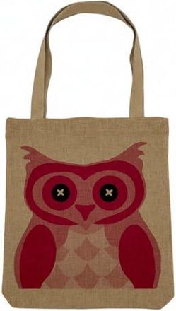 Fabulous Sac Shopping Tote Bag Aspect Lin - Chouette Rose Yeux en Boutons Dessin Animaux - Sac de Courses Toile Epaisse 360g Beige Naturel Cabas Port&eacute; Epaule S