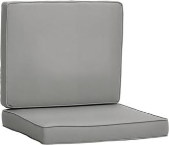 OUTSUNNY Lot de 2 Coussins de Chaise Coussins dassise déhoussables Grand Confort Coussins matelassé rembourré Mousse Tissu Polyester Gris Clair