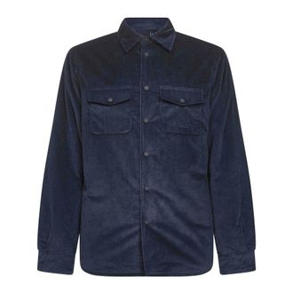 MC2 Saint Barth Homme, Vestes, Bleu, Taille: L Manteau Bleu en Coton avec Boutons-pression