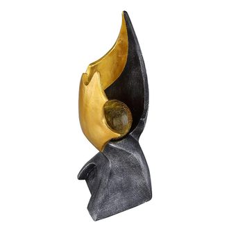 Globo Lighting LED Flamme Solar Solarlampen für Außen Garten Dekoration Solarlampe mit Flammeneffekt, gold braune Skulptur mit bezauberndem Lichteffekt, 1x LED warmw