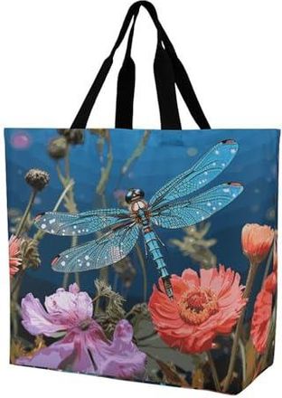 Generic Libellules Et Fleur Sac Cabas R&eacute;utilisable Sacs Grand Sac A Main Femme Pour Travail Shopping Voyage