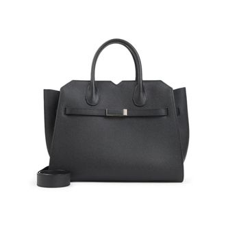 Valextra Shopper & Totes - Black Calf Leather Milano Media Shoulder Bag - Gr. unisize - in Schwarz - f&uuml;r Damen