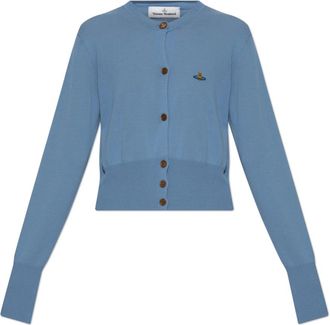 Vivienne Westwood Femme, Pulls, Bleu, Taille: 36 FR Logo Cardigan
