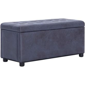vidaXL vidaXL Ottoman mit Stauraum 87,5 cm Grau Wildleder-Optik