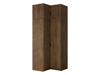 Mirjan24 Eckkleiderschrank Elena 2D mit 5 Einlegeb&ouml;den, Dreht&uuml;renschrank mit Kleiderstange, Kleiderschrank f&uuml;r Schlafzimmer oder Flur (Lefkas Eiche, Mit Schran