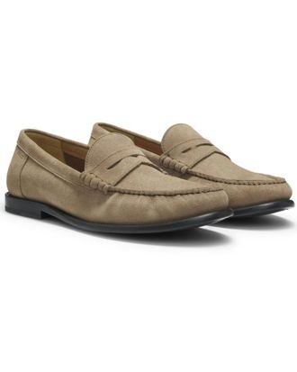 HUGO BOSS Loafer Tevan aus Veloursleder mit Gummisohle in