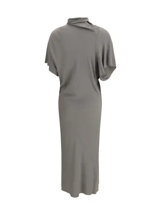 Rick Owens Womens Asymmetric Midi Dress Euca Acetate; Silk