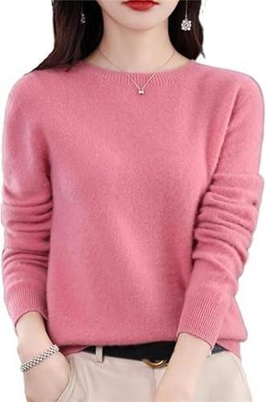 Generic Pull 100 % cachemire pour femme, pull tricot&eacute; doux et chaud &agrave; col rond pour lautomne et lhiver 2025, rose, XXL