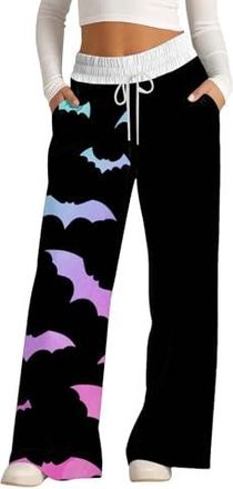 Generic Pantalon d&eacute;contract&eacute; d&eacute;contract&eacute; pour femme - Couleur unie - Taille - Jambe large - Pantalon athl&eacute;tique pour femme, Noir, XXL