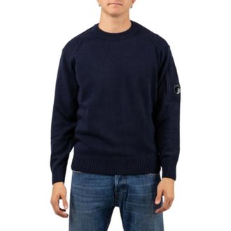 C.P. Company C.p. Company - Pull &agrave; col rond avec poche &agrave; lentille - Homme - Pulls - Bleu - Taille: 2XL