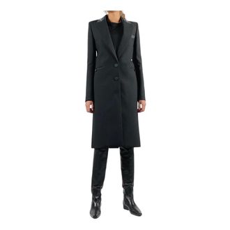 Paco Rabanne Schwarzer Mantel mit besticktem Kragen - - Coats - Damen - Schwarzk - XS