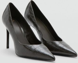 Mango Chaussures talon effet croco gris chin&eacute; clair - Femme - 35 - MANGO