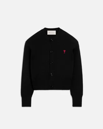 Ami Ami Paris - Cardigan noir en laine col rond Ami de Coeur Noir - Taille : XXL - pour Femme