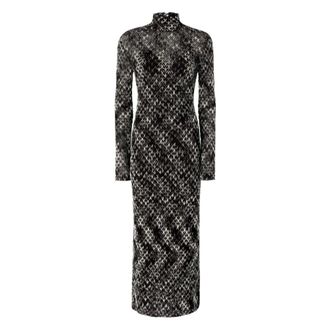 Missoni Femme, Robes, Brun, Taille: 34 FR Robe Marron Motif Abstrait Col Haut