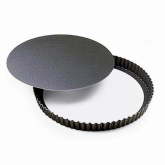 Göbel 226650 Moule à Manqué Tourtière Ronde Cannellée Haute Fond Mobile Anti-Adhérent 32 cm