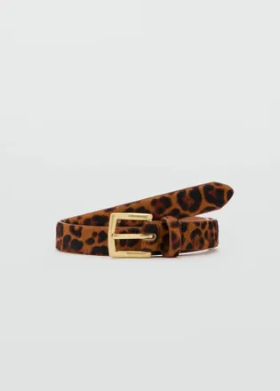 Mango Ceinture cuir imitation fourrure l&eacute;opard marron - Femme - XL - MANGO