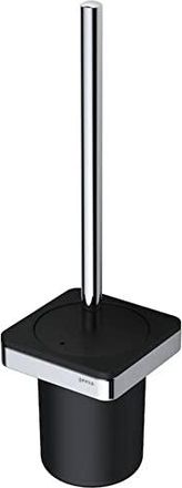 Geesa Frame Toilettenbürste, WC-Bürstengarnitur aus Messing, Farbe: Schwarz/Chrom, hygienisch Dank integriertem Deckel und herausnehmbaren Kunststoffeinsatz