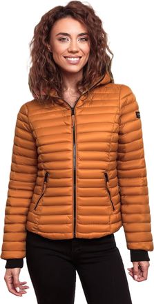 Navahoo Damen Übergangs Stepp Jacke mit Kapuze B348 [B348-Kimuk-Cinnamon-Gr.XL]