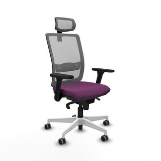 Piqueras y Crespo Haches Hoher &Uuml;berwachungsstuhl mit 3D-Armlehnen, h&ouml;henverstellbare Lendenwirbelst&uuml;tze und h&ouml;henverstellbares Kopfteil, Grau/Violett