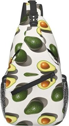 Generic Multifonction Sacoche Homme Bandouliere Motif avocat vert Sling Bag Antivol Sac Poitrine pour Randonn&eacute;e Cyclisme Camping