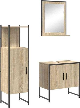 vidaXL Badezimmermöbel Set 3 pcs Braun 60 x 33 x 60 cm Holzwerkstoff Vidaxl