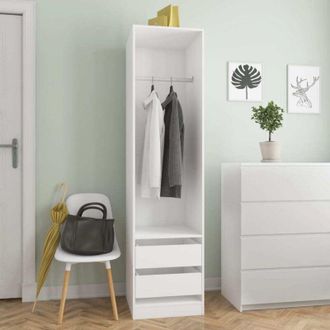 vidaXL Vidaxl - Garde-robe avec tiroirs Blanc 50x50x200 cm Bois ding&eacute;nierie