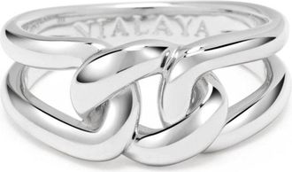 Nialaya Geknoteter Ring mit Logo-Gravur - Silber