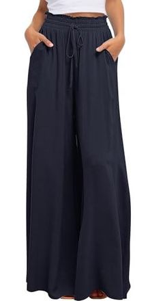 Feoya Pantalon Large Femme Pantalon Sport Pantalon Cordon Serrage Pantalon de Jogging avec Poches Surv&ecirc;tement Yoga Solide Noir L