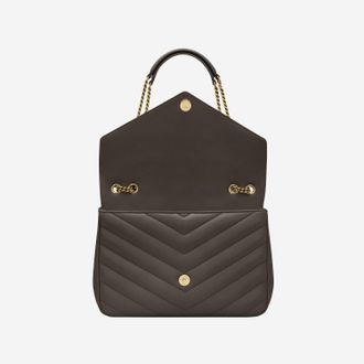 Saint Laurent Womens Loulou Large Quilted Lamb Leather Bag Brown Shoulder