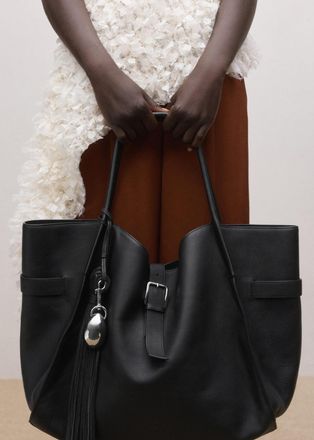 Mango Porte-cl&eacute;s 100 % cuir franges noir - Femme - Taille unique - MANGO