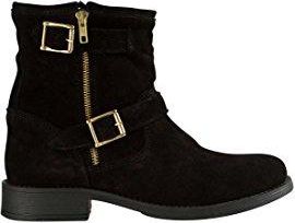 Pieces Femme Iza Bottines à Fermeture éclair en Daim Noir Chaussures de Bateau, 39 EU