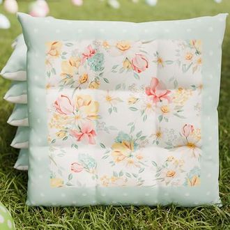 Petti Artigiani Italiani Kissen f&uuml;r K&uuml;chenstuhl, Ostern, Set mit 6 Kissen f&uuml;r K&uuml;chenst&uuml;hle, Stuhlhussen Ostern K&uuml;che aus Mikrofaser mit Digitaldruck und B&auml;ndern, 100% Made in 