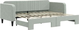 vidaXL Tagesbett Ausziehbar Hellgrau 90x200 cm Samt vidaXL