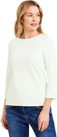 Cecil Damen B317389 Basic Baumwollshirt U Boot Ausschnitt, Vanilla White, XXL EU