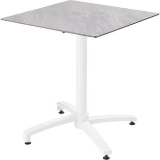 Oviala Table de terrasse carr&eacute;e 70 x 70 cm inclinable stratifi&eacute; marbre