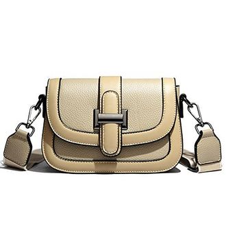 Generic Sac &agrave; bandouli&egrave;re en cuir v&eacute;ritable avec rabat sur le dessus pour femme, petit sac &agrave; main, sac &agrave; main tendance et d&eacute;contract&eacute; pour femme, gris, Medium