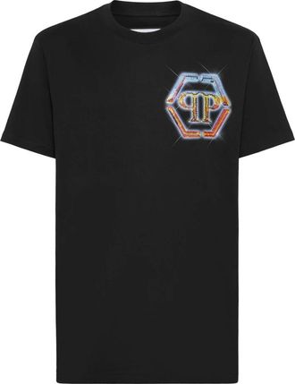 Philipp Plein Homme, Tops, Noir, Taille: L T-Shirt Col Rond Hexagon