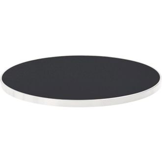 Oviala Plateau de table rond noir avec cerclage argent 60 cm