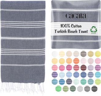 Cacala Türkische Badetücher, Pure-Serie, Baumwolle, dunkelblau, 95 x 175 x 0.5 cm