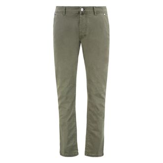 Moorer Slim Fit Hose mit Lederlogo - - Jeans - Herren - Gr&uuml;n - W36