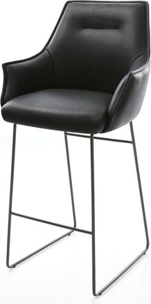 DELIFE Barstuhl Alja-Flex Echt-Leder Schwarz Kufengestell Metall Schwarz Taschenfederkern, Barstühle