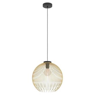 Eglo Suspension luminaire Venezuela, lampe &agrave; susprendre pour table &agrave; manger, plafonnier suspendue, lustre chambre et salle &agrave; manger, m&eacute;tal noir et dor&eacute;, do