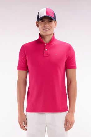 Eden Park Polo &Agrave; Manches Courtes Uni En Coton Pima Fuchsia Coupe Droite