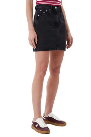 Tommy Jeans Damen Mom Skirt Bi8080 Dw0Dw21275 Gerader Rock, Denim (Denim Black), 25W