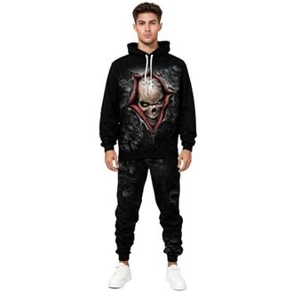 Generic Surv&ecirc;tement 2 pi&egrave;ces pour homme Motif t&ecirc;te de mort 3D Halloween, Halloween-01, 4XL